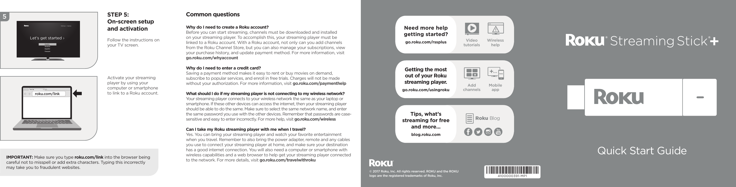 Roku RCB14 IP-STB User Manual 4100000391 MP1 Amarillo 4K QSG US FOR ...