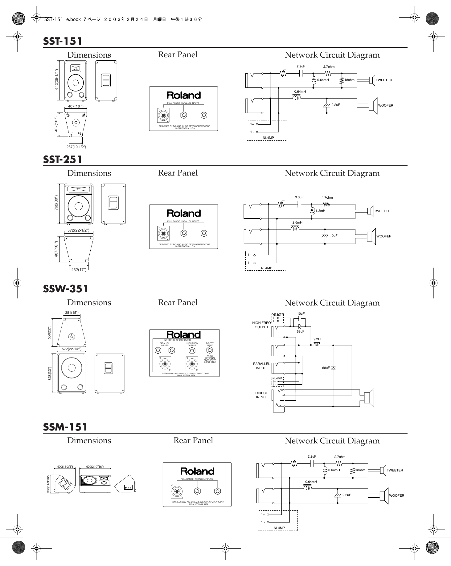 Roland Ssm 151 Users Manual SST 151_e