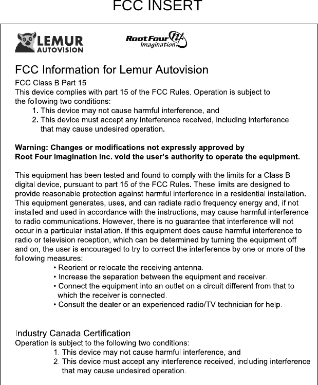 Root Four Imagination LS01 Lemur Autovision (Sensor) User Manual IM P1 ai