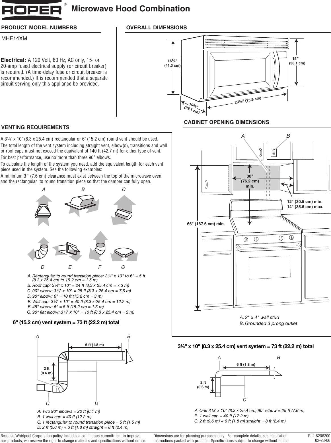 Roper Mhe14Xm Users Manual 8206200_RO