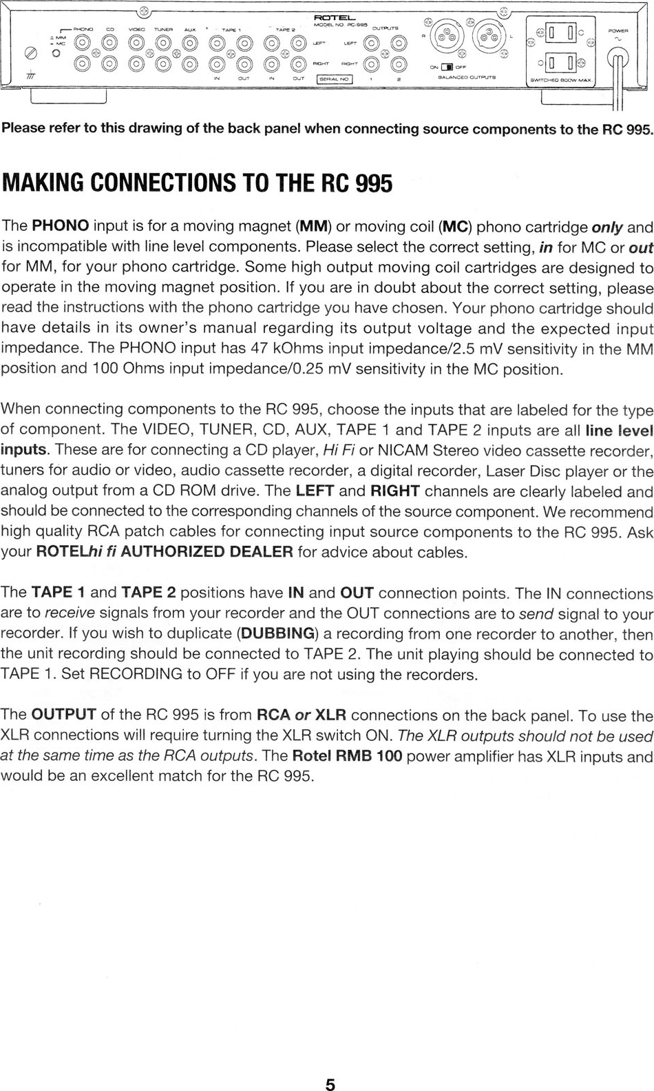 Rotel Rc 995 Users Manual