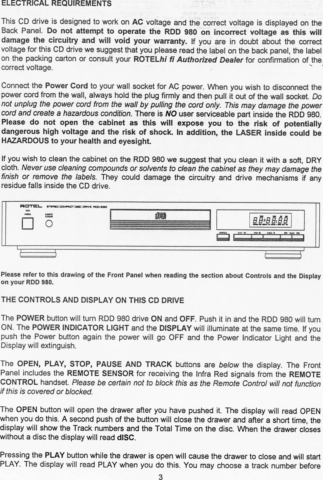 Rotel Rdd 980 Users Manual