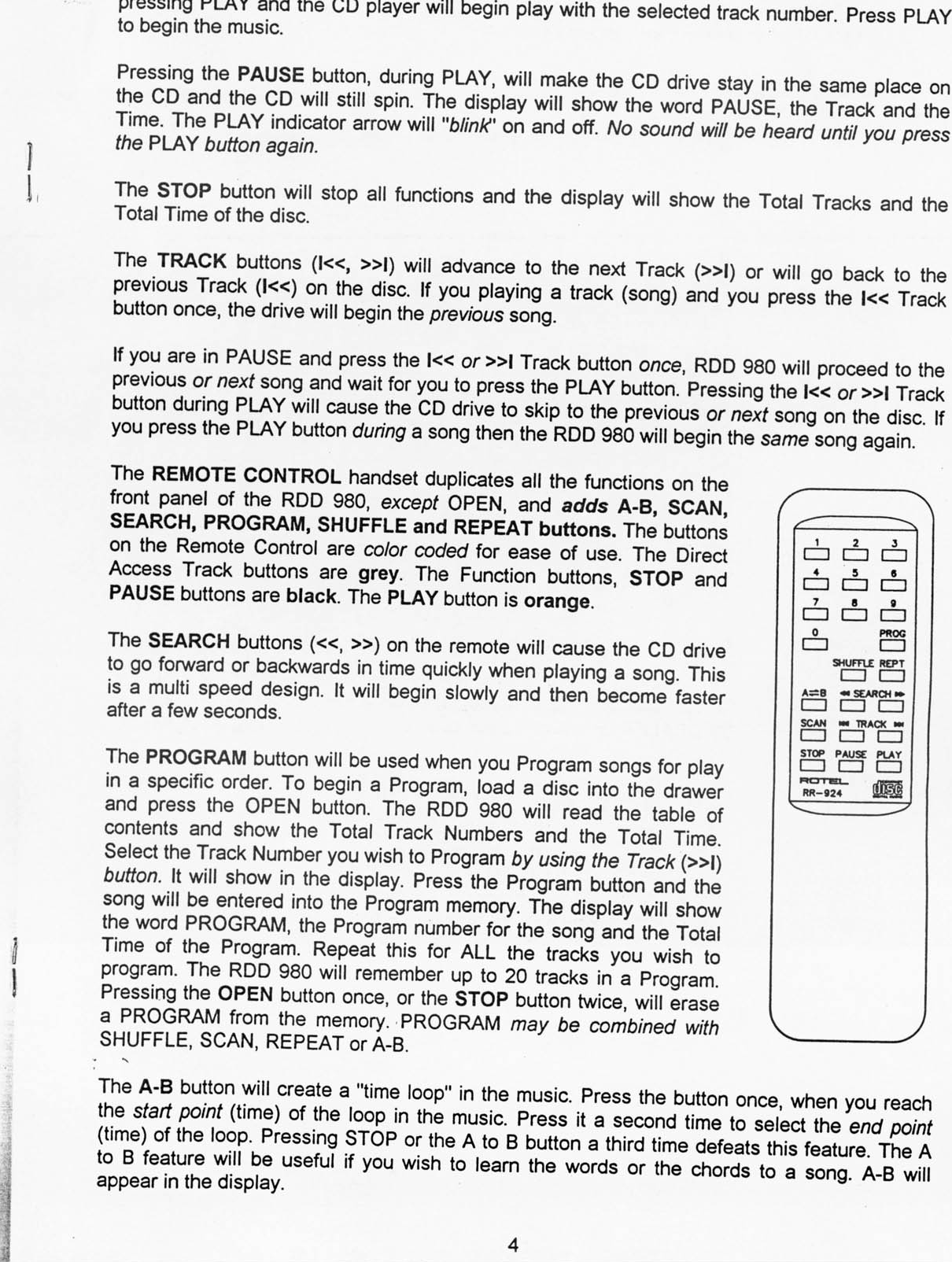 Rotel Rdd 980 Users Manual