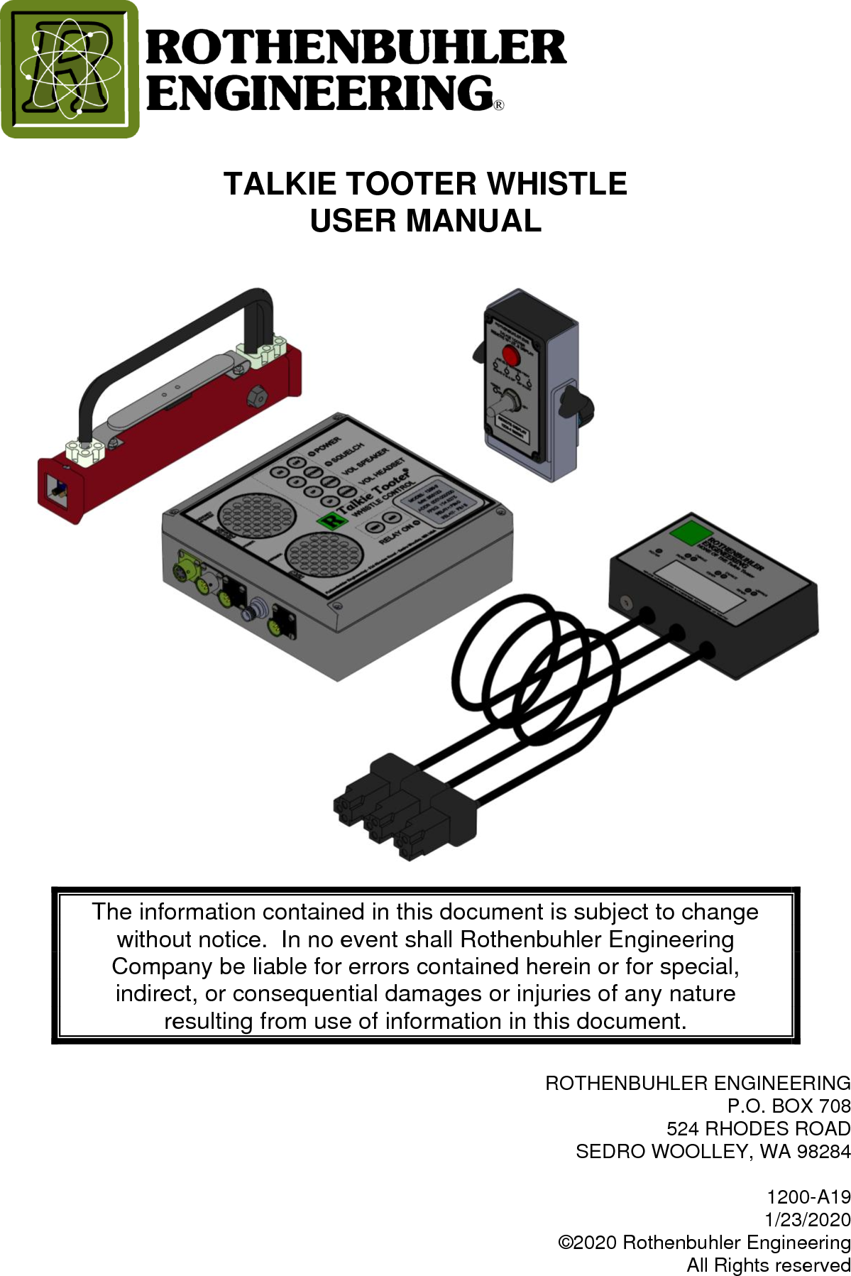 Rothenbuhler Engineering 1200-1 Whistle Transmitter User Manual Setting ...