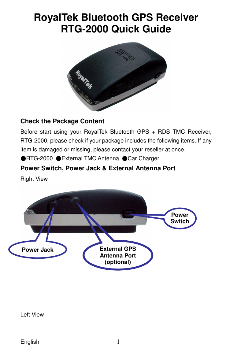 Royaltek Rtg 2000 Users Manual Quick Guide English