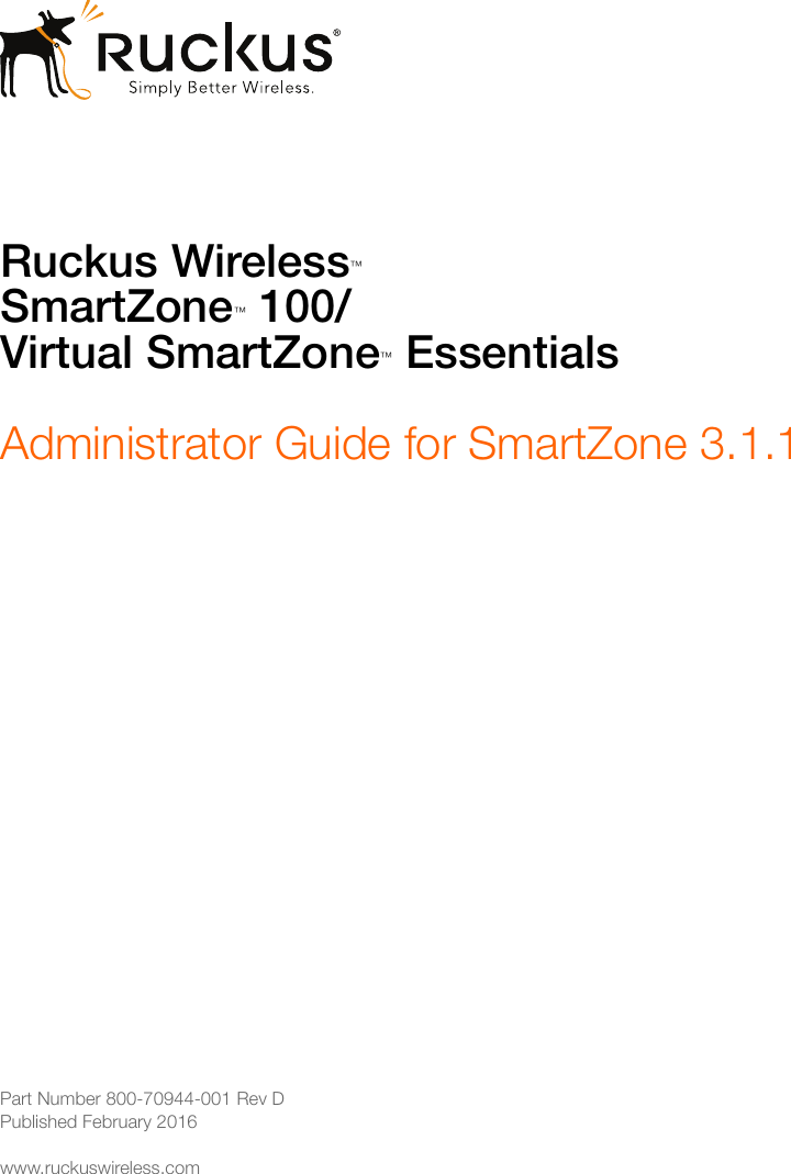 Ruckus SZ 100/vSZ E Administrator Guide For SmartZone 3.1.1 Smart Zone ...