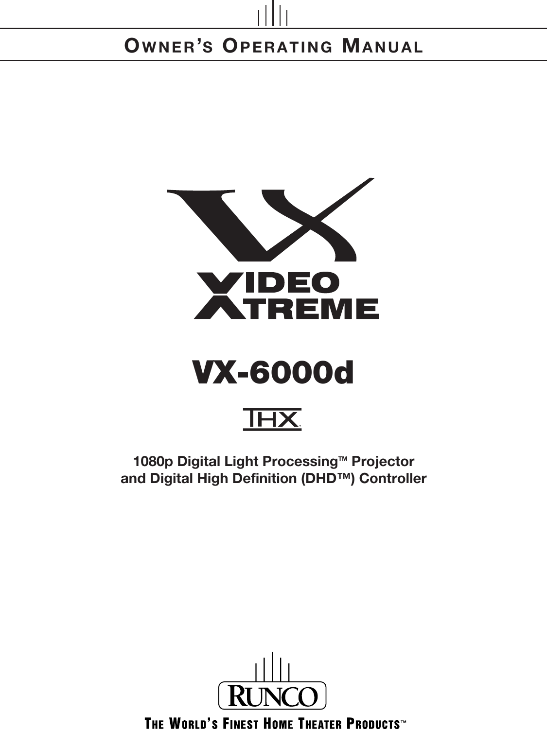 Runco Video Xtreme Vx 6000D Users Manual VX6000d_manual