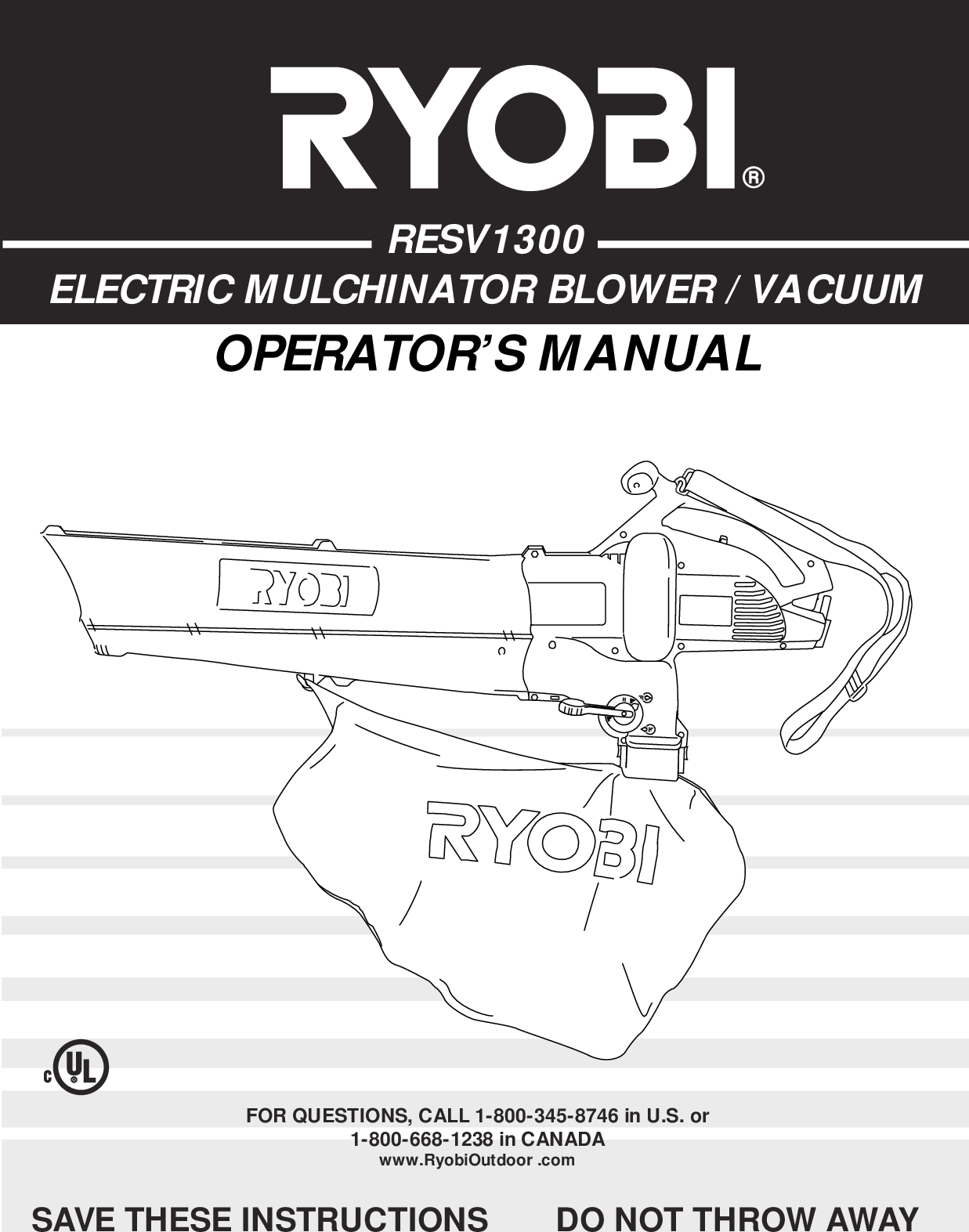 Ryobi RESV1300 769 00127A Om User Manual To The 5835a13b 3a0c bc04 658d ...