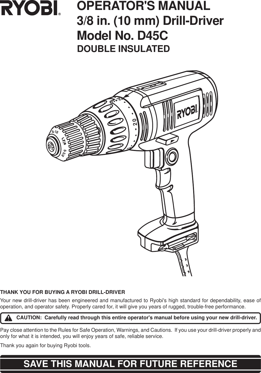Ryobi D45C Users Manual D45C_875_eng70