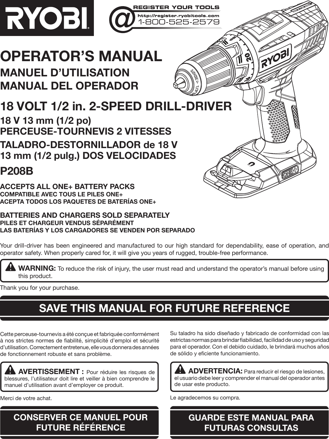 Ryobi P208B Owner S Manual