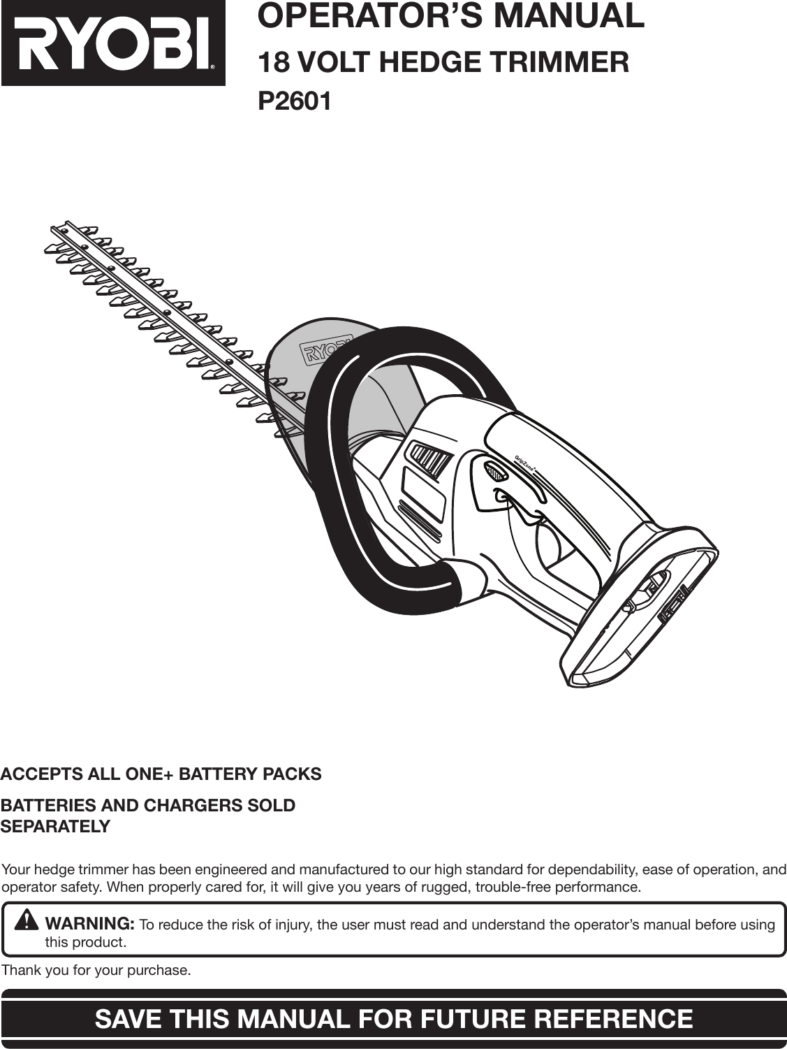 Ryobi P2601 Users Manual