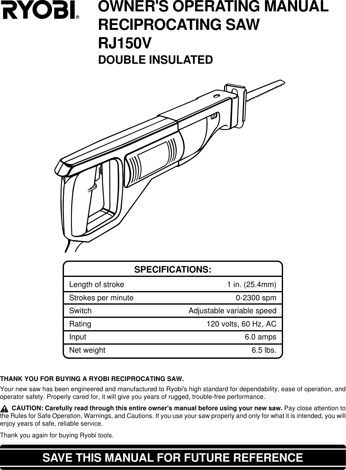 Ryobi Rj150V Users Manual RJ150_245_eng