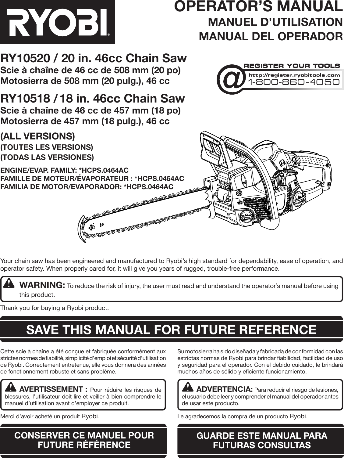 Ryobi Ry10518 Users Manual