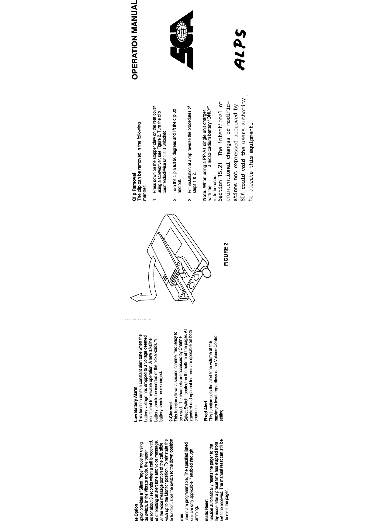 SCA CPAV03H Paging Receiver User Manual