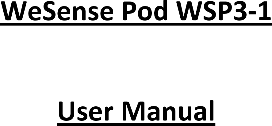 SENECA SENSE TECHNOLOGIES WSP3-1 WeSense Pod User Manual