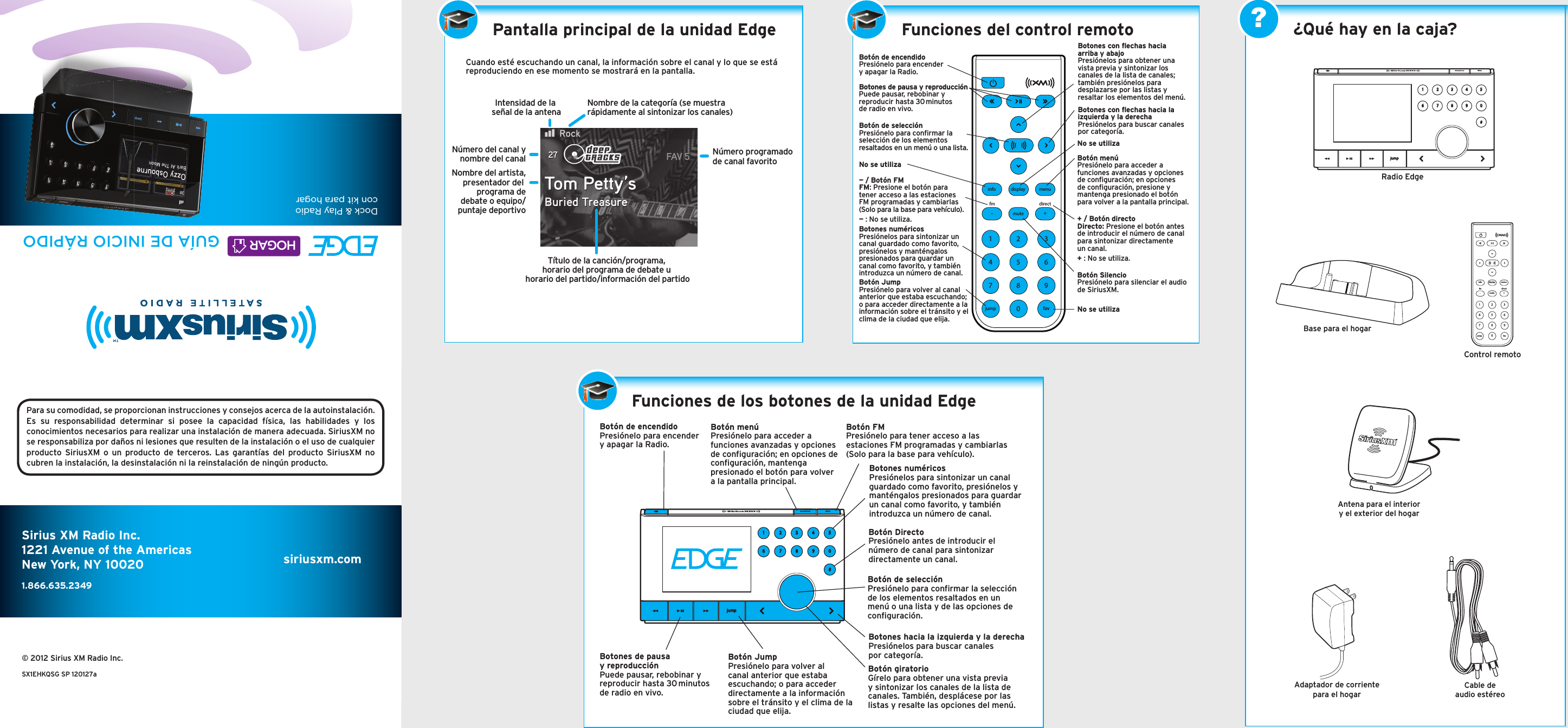 SIRIUS Edge Quick Start Guide With Home Kit Spanish 120127A User Manual
