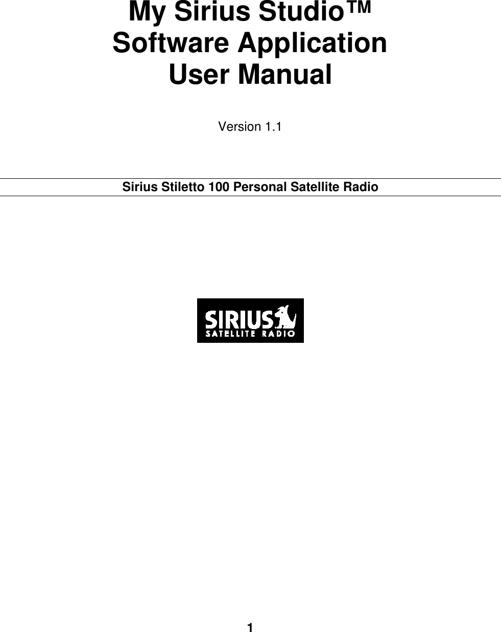 SIRIUS Mysiriusstudiomanual Sl100 MySiriusStudioManual_v11 User Manual