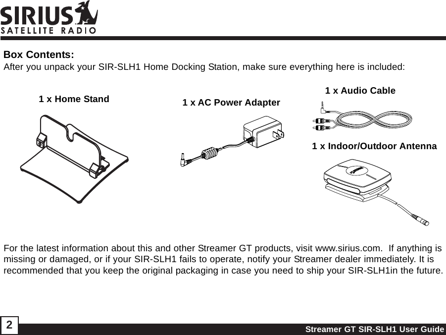 SIRIUS Streamer Gt Sir Slh1 User Manual