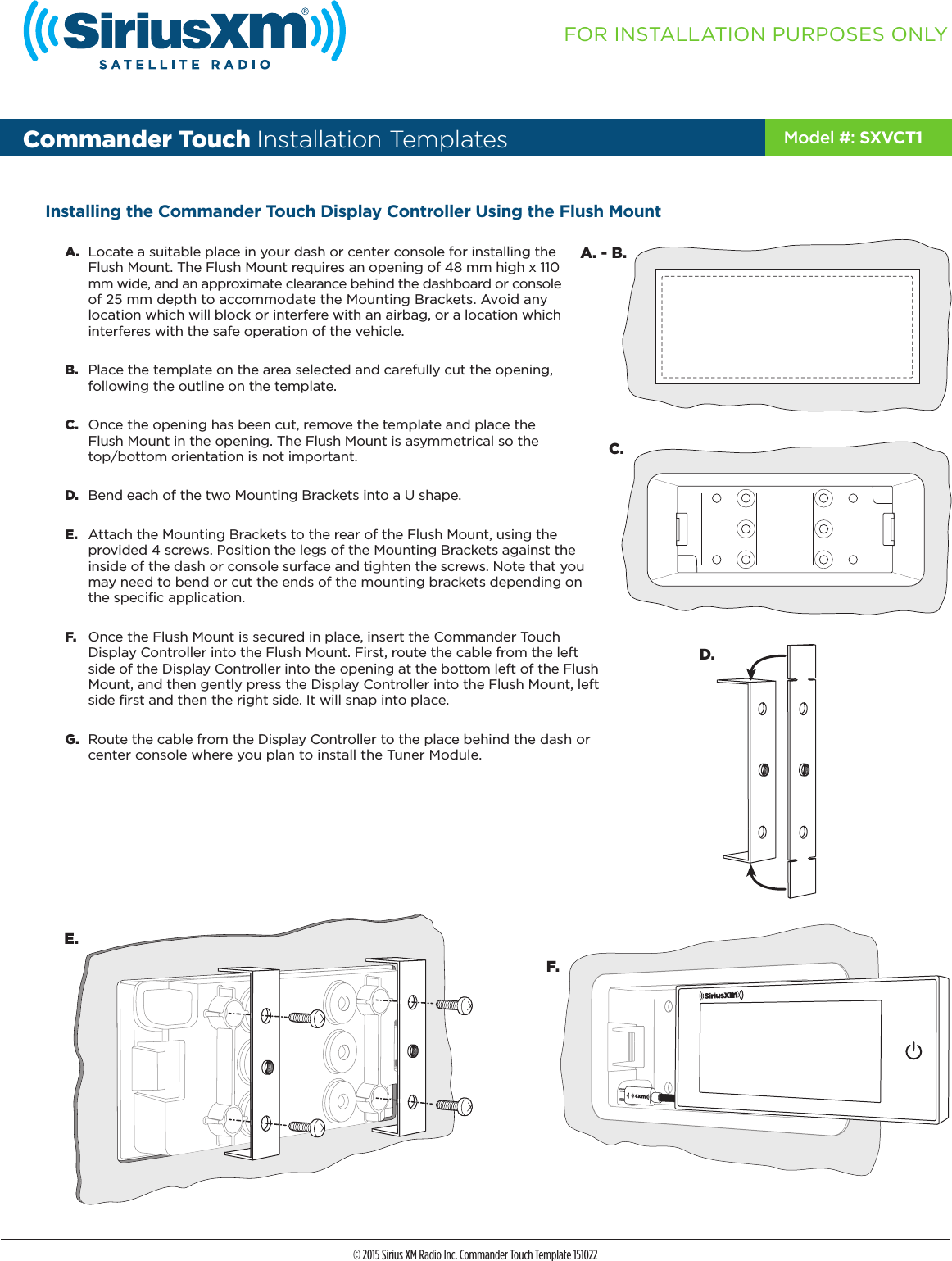 SIRIUS Sxvct1 Installation Wcrop Commander Guide One Sheet User Manual