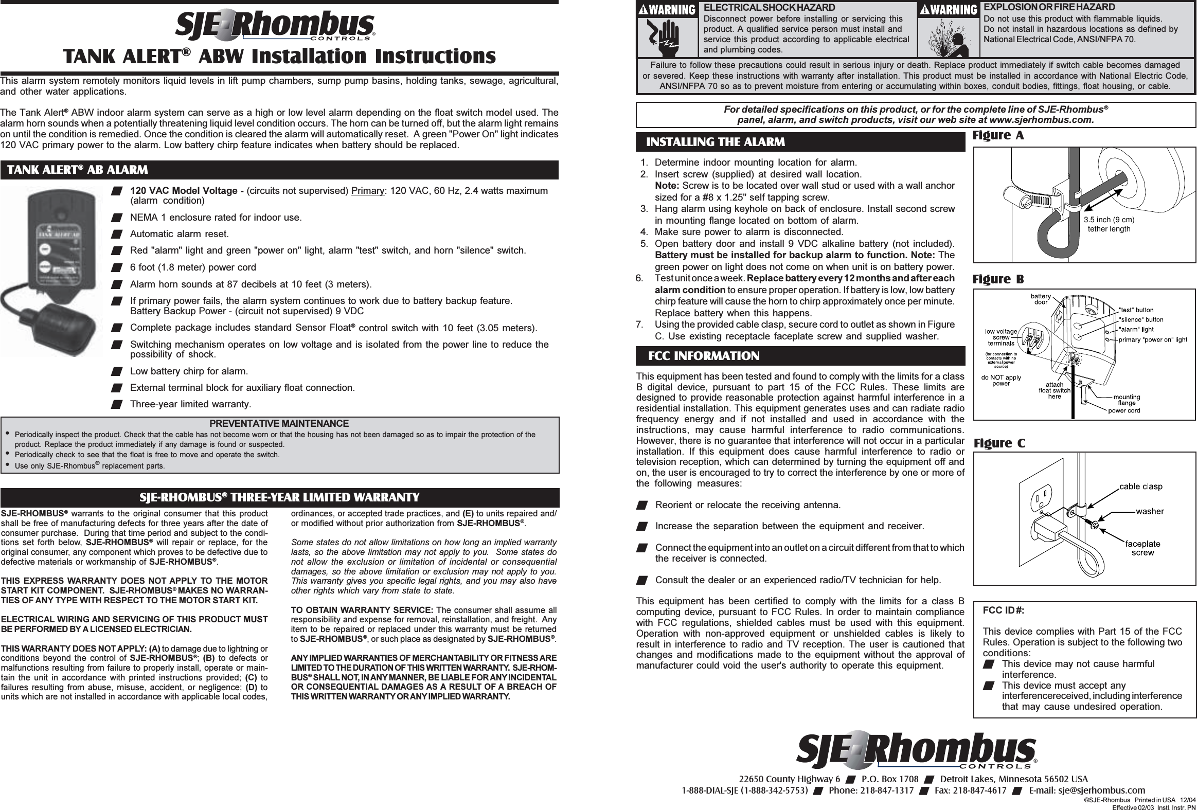 SJ Electro Systems TAABW01 TA ABW Transmitter Unit User Manual TAABW ...