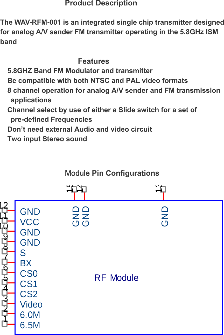 SKY Tech Worldwide SKT-WAV2 5.8G transmitter User Manual Module User s ...