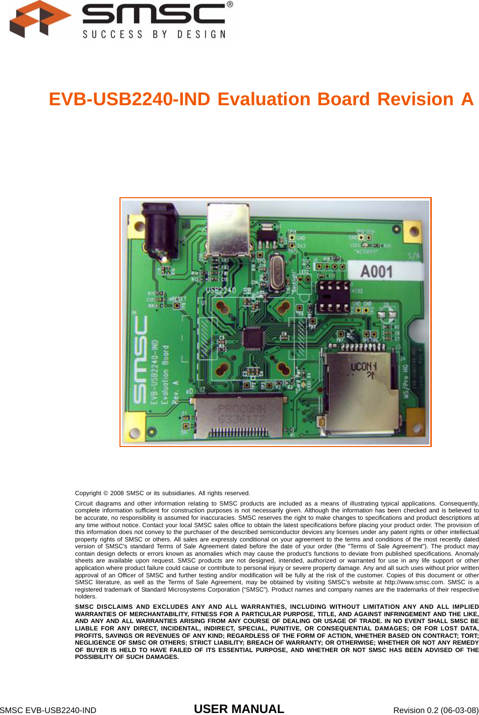 SMSC EVB USB2240 IND Evaluation Board Revision A User Manuary Manual To ...