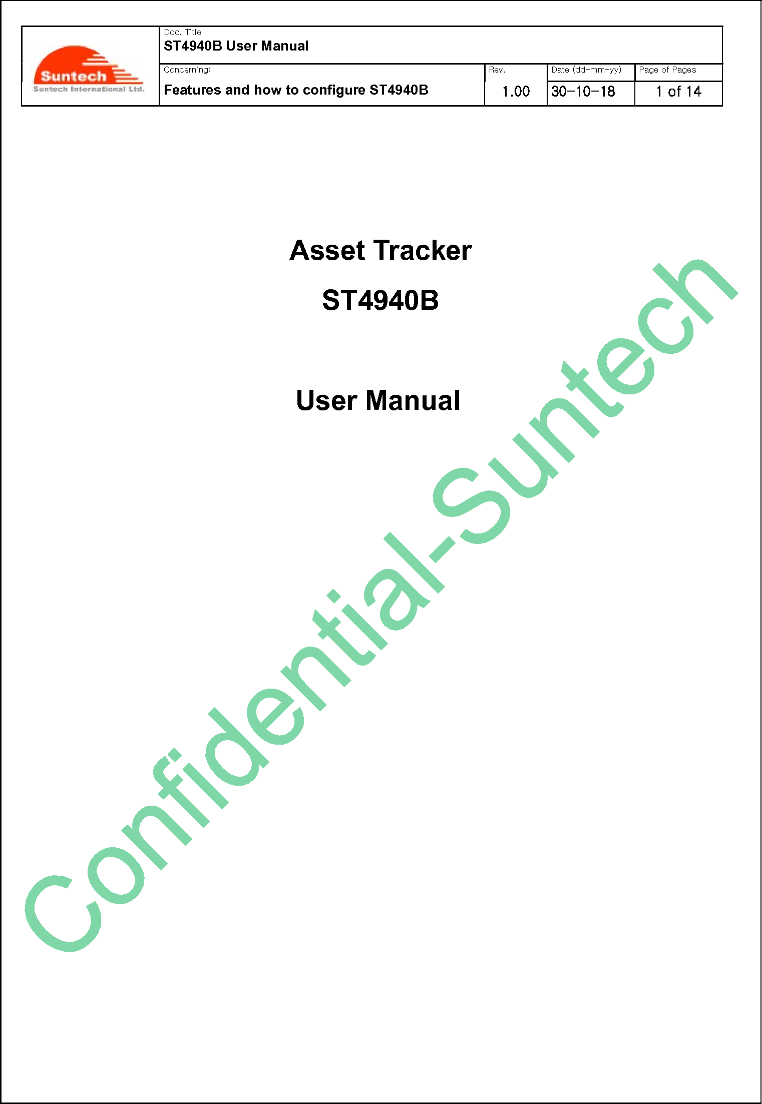 ST SUNLAB ST4940B 4G Asset Tracking Device User Manual 09 ST4940B User Manual FCC 0115
