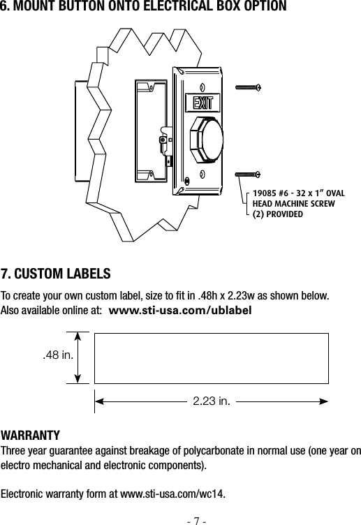 STI UB 1 Universal Button Installation UB1Install