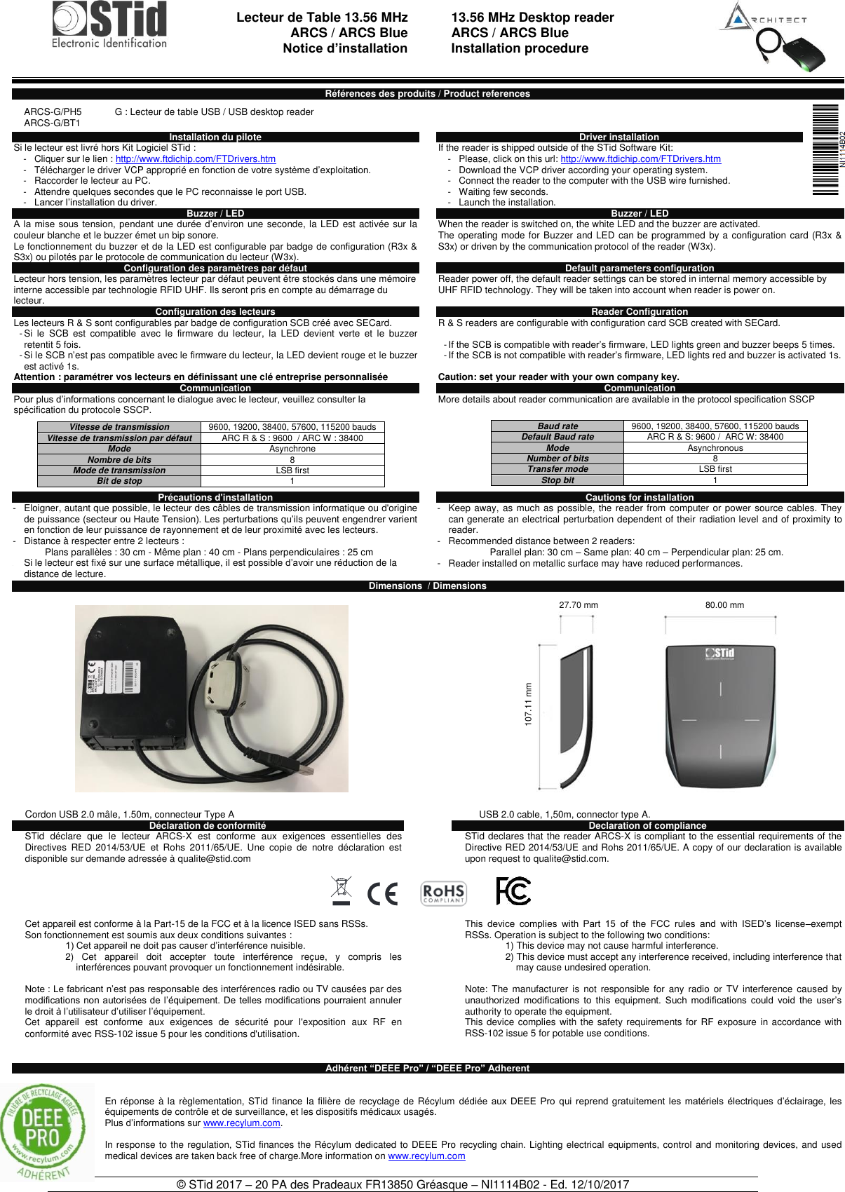 STid AC4 RFID reader User Manual
