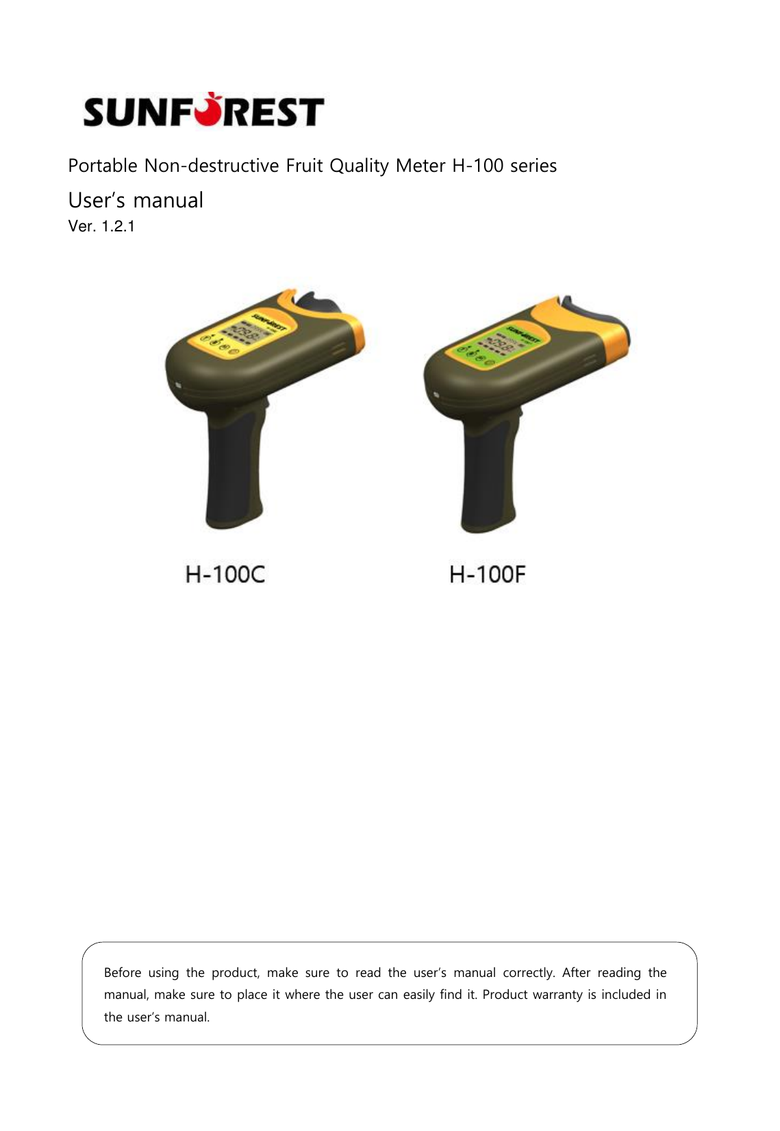 SUNFOREST H-100F Portable Non-destructive Fruit Quality Meter User ...
