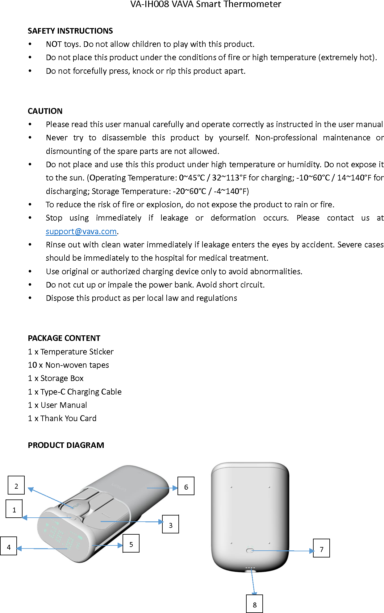 SUNVALLEYTEK VA-IH008 Smart Thermometer User Manual
