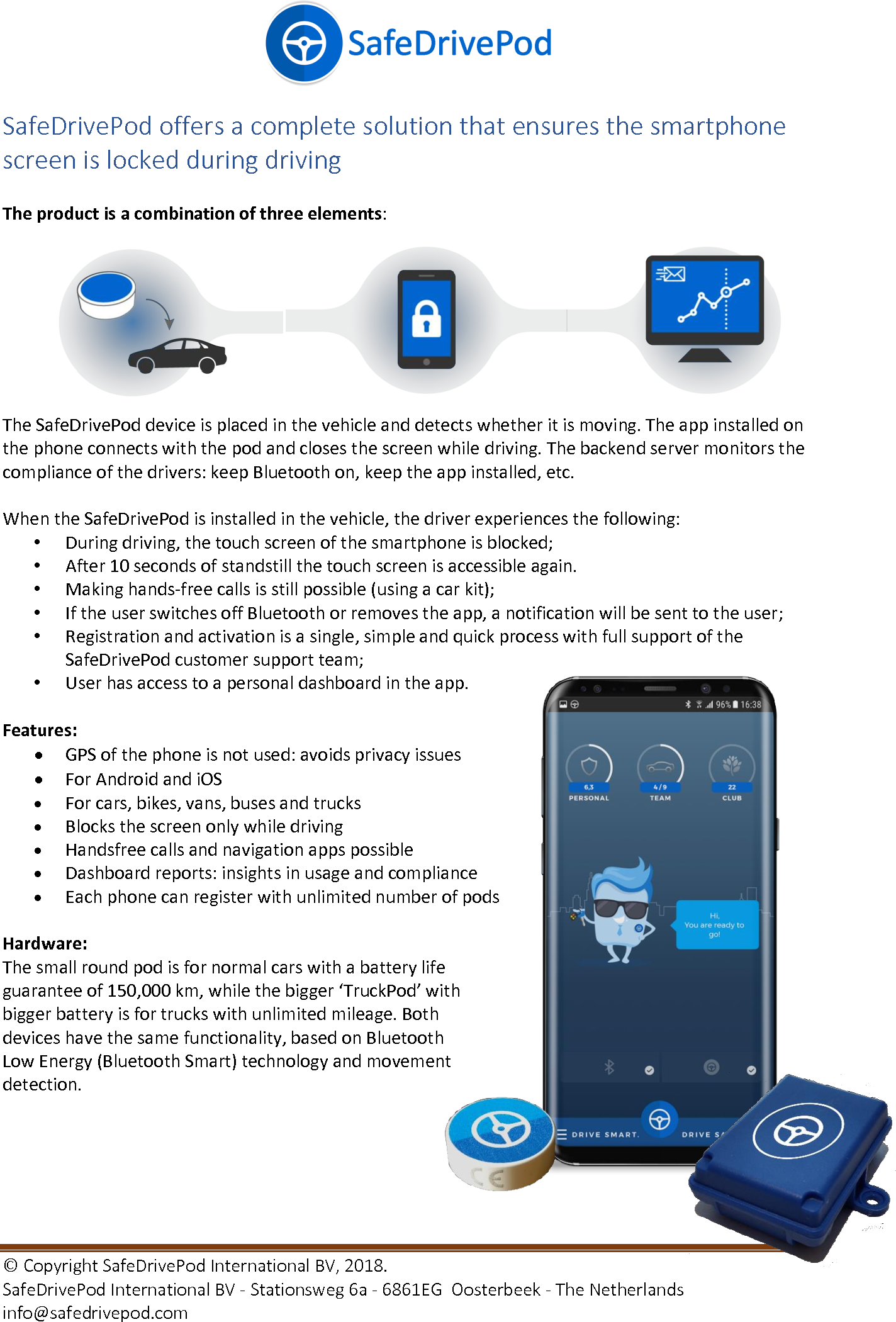 SafeDrivePod TP1 TruckPod User Manual One pager