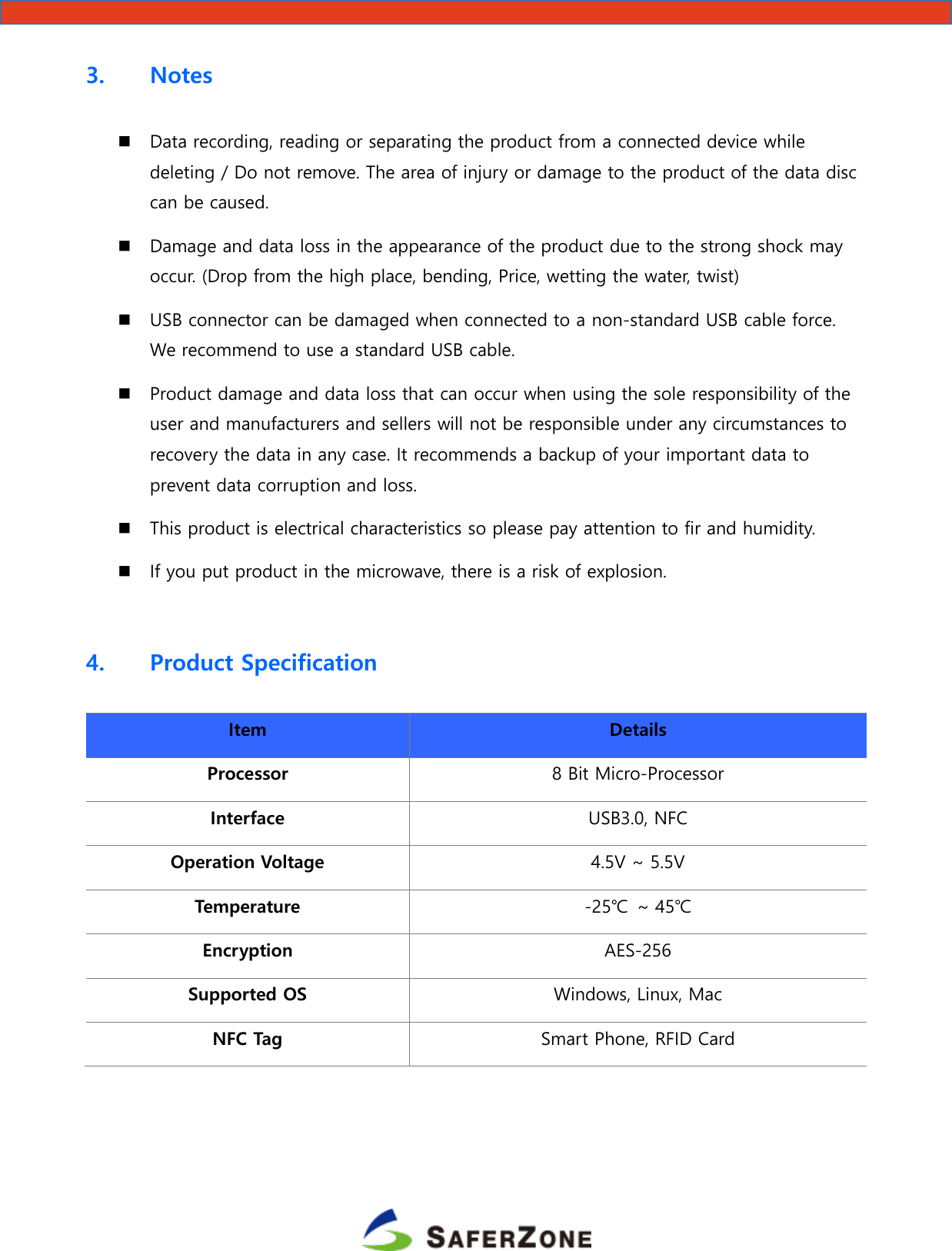 SaferZone SZ2530 NFC SECURE SSD User Manual