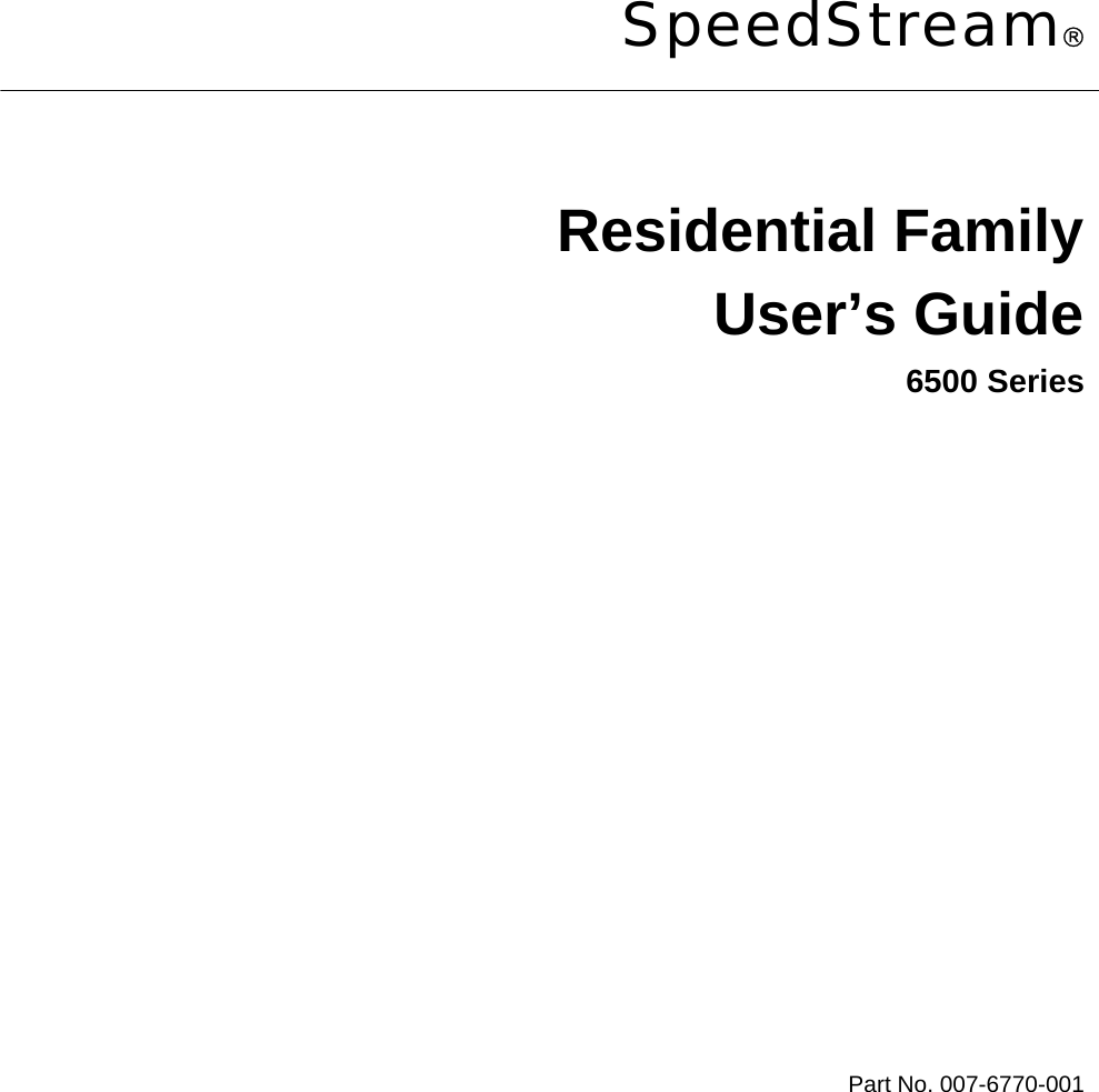 SagemcomS N650A01 Wireless DSL Modem User Manual SpeedStream DSL Cable ...