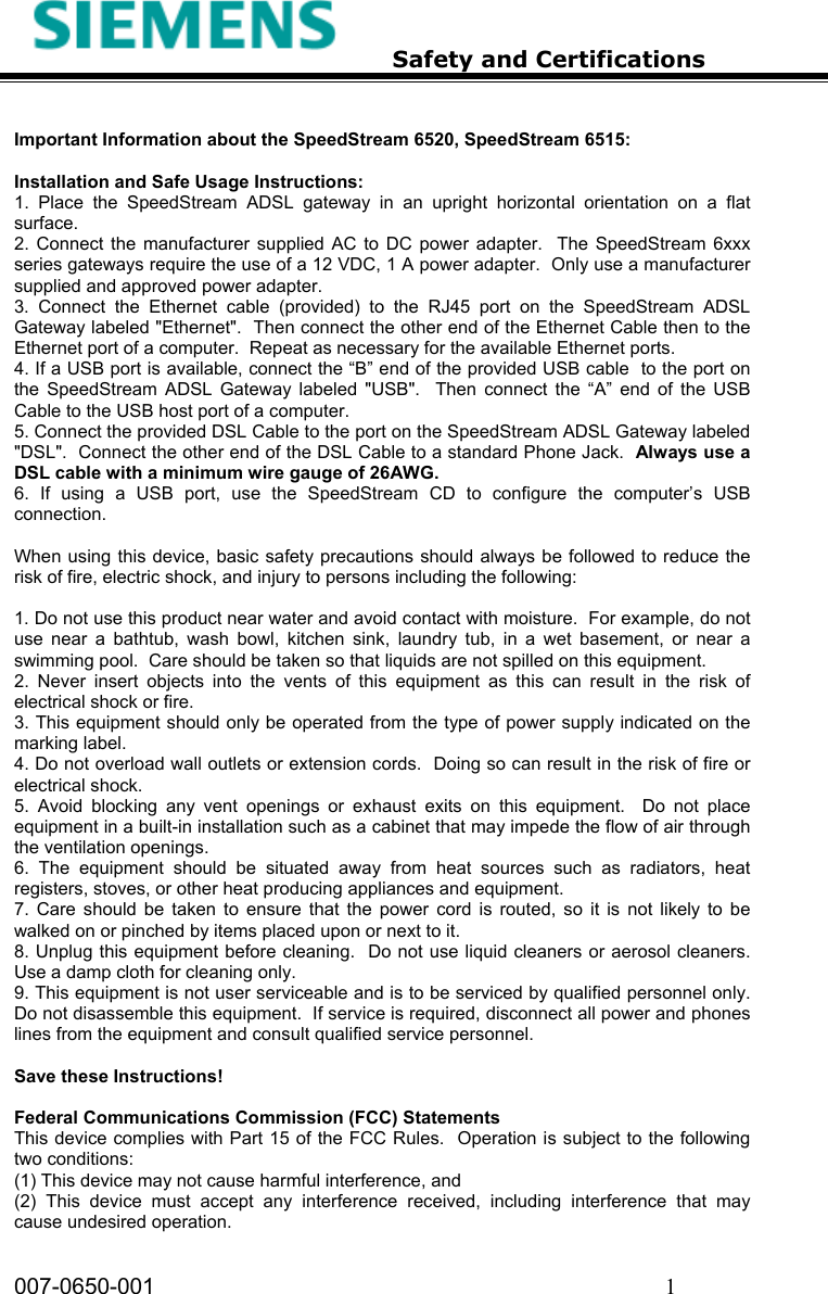 SagemcomS R651 802.11 b/g Wireless DSL Modem User Manual 551128