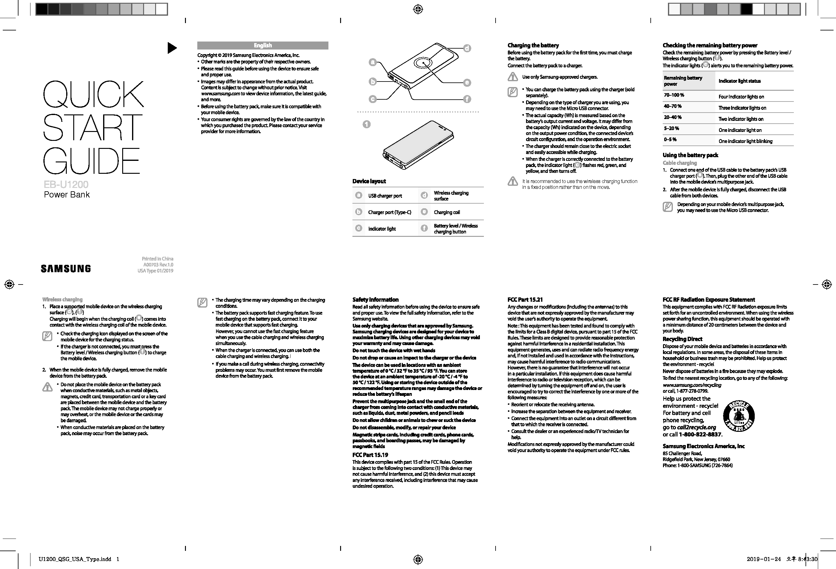 Samsung Electronics Co EBU1200 Power Bank User Manual U1200 QSG USA ...