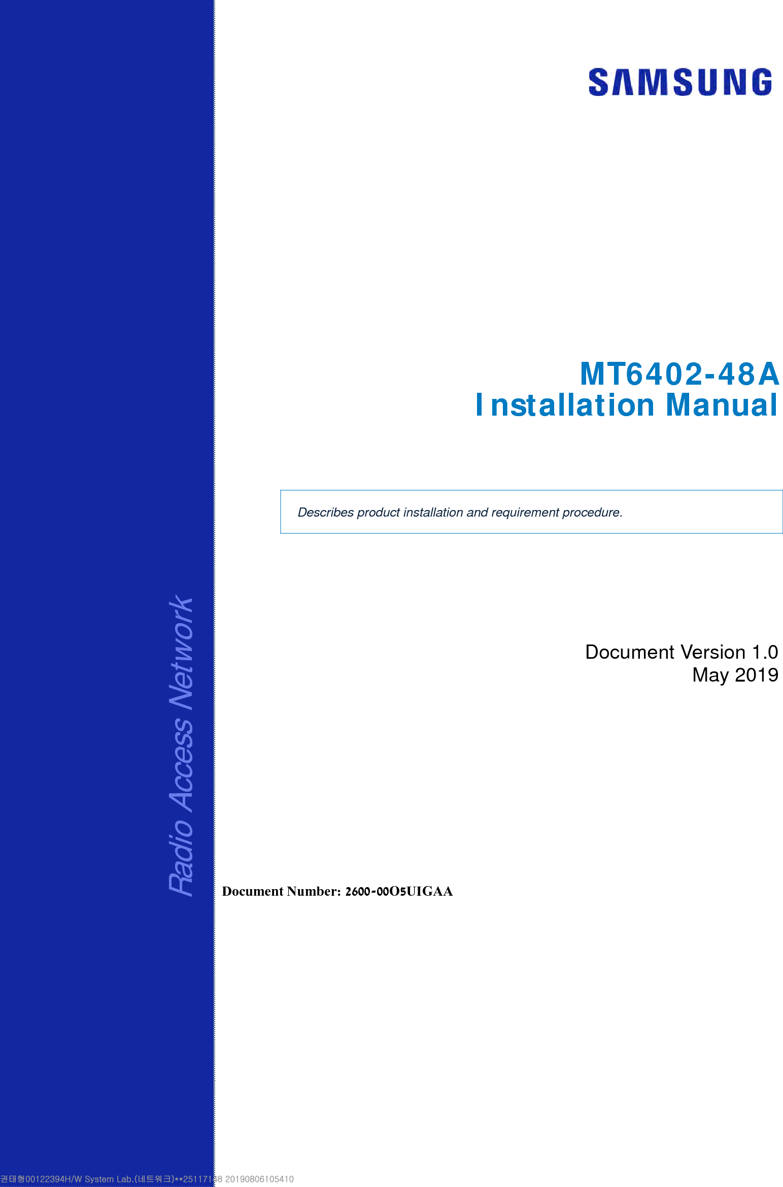 Samsung Electronics Co MT6402-48A Massive MIMO CBSD User Manual ...