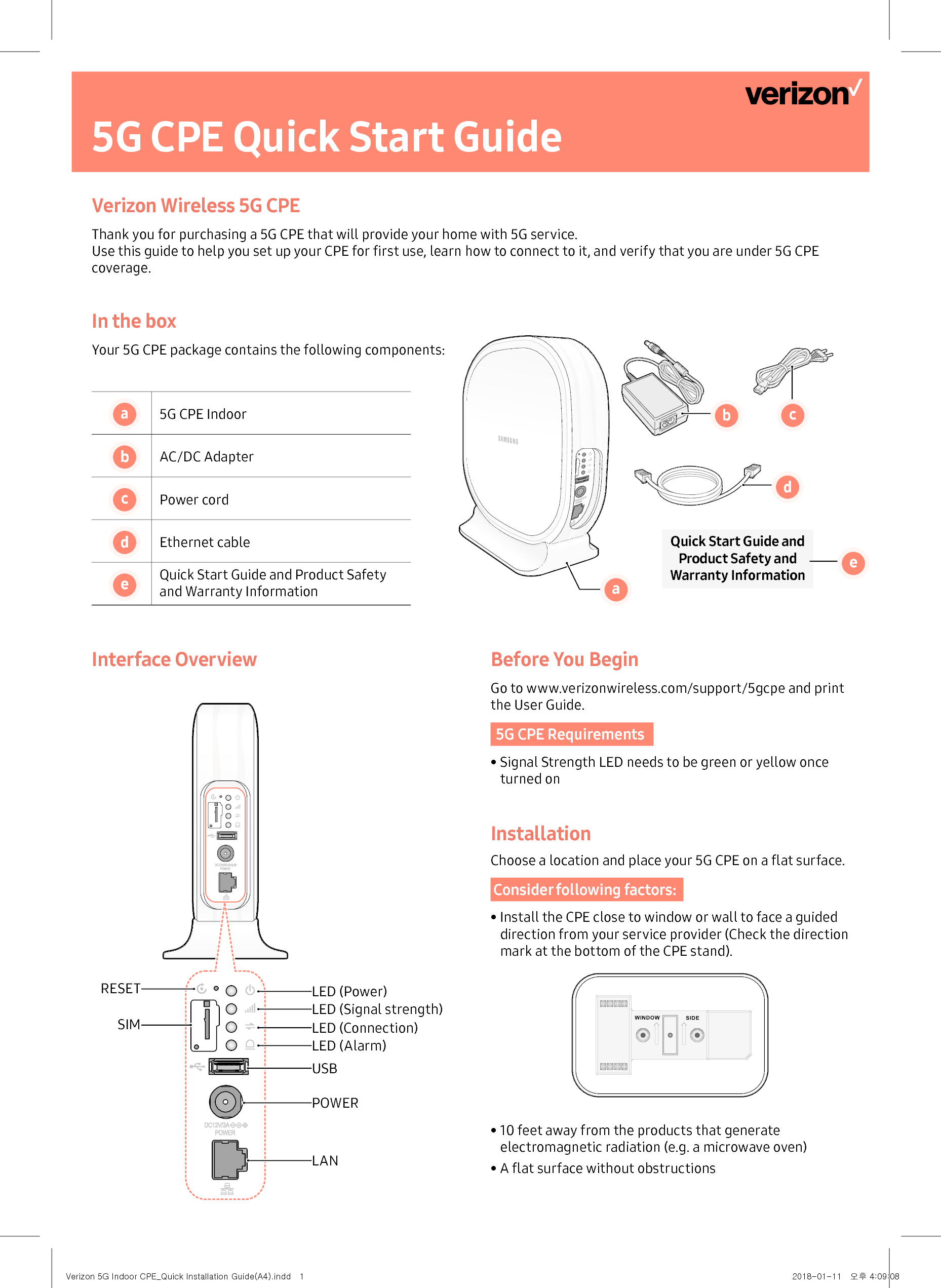 Samsung Electronics Co SFG-D0100 5G Indoor CPE User Manual