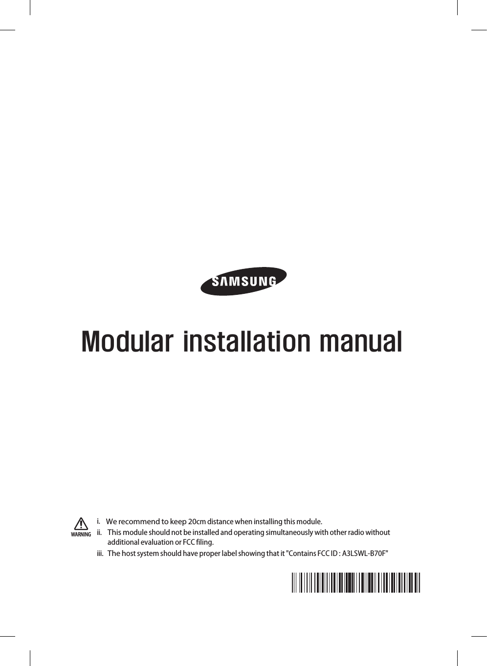 Samsung Electronics Co SWL-B70F WiFi Full Module User Manual