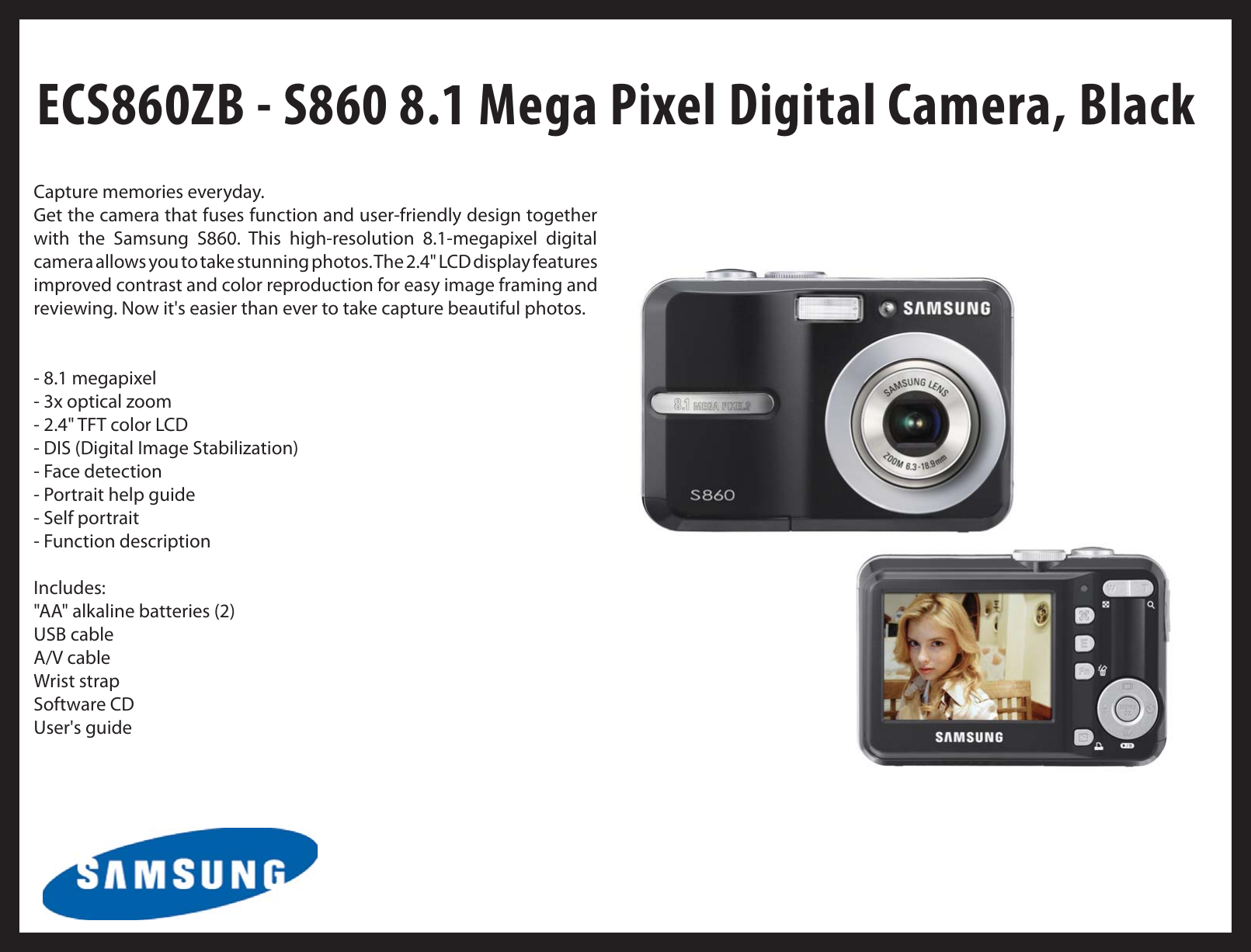 Samsung Ecs860Zb Users Manual Cameras