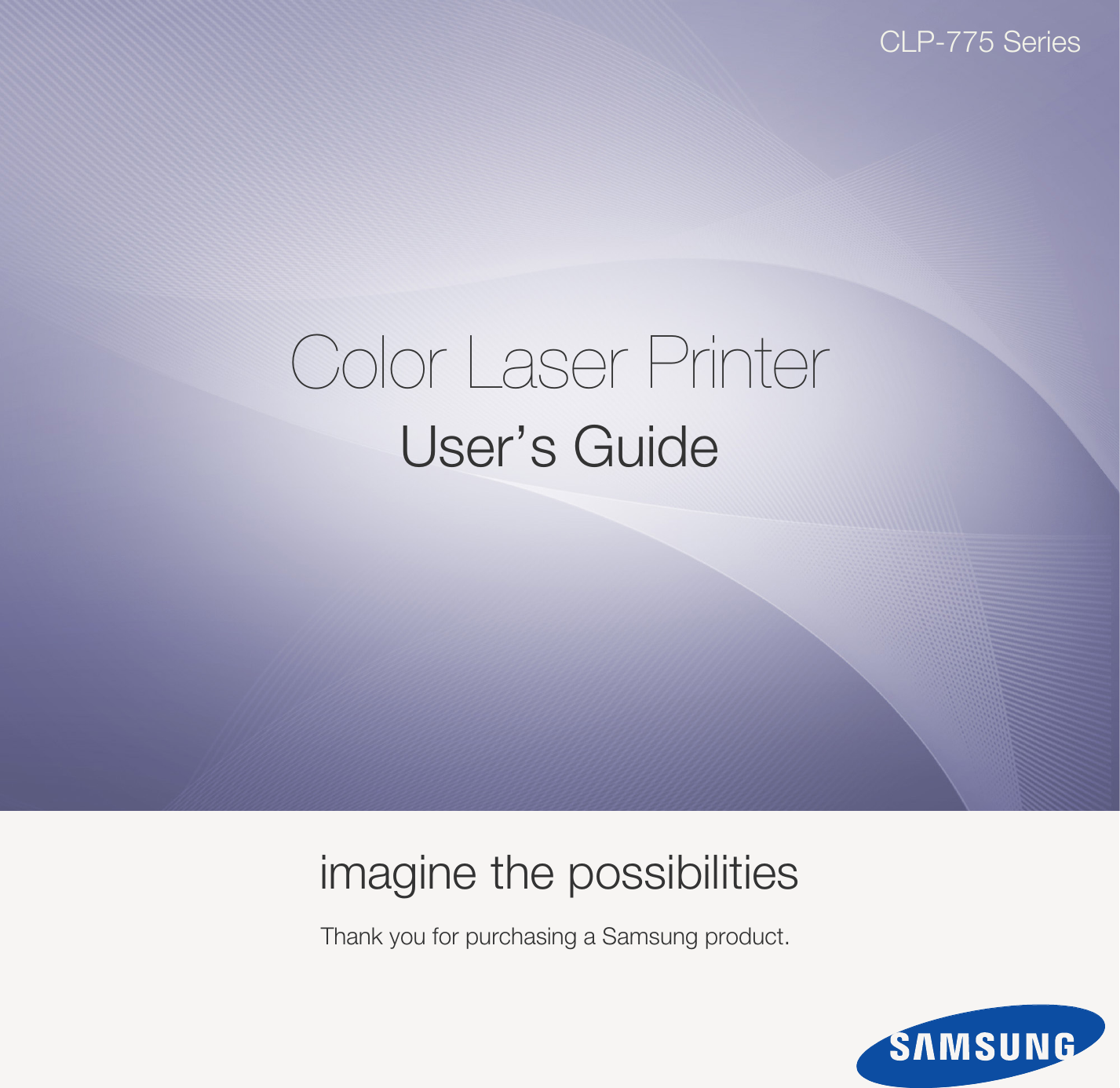 Samsung Clp 775Nd Laser Printer 775 Series Users Manual English