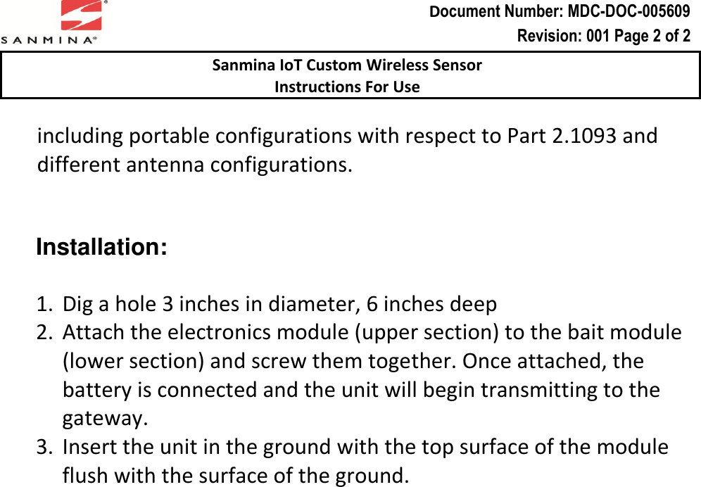 Sanmina NIMBUS LoRa Module User Manual Manual