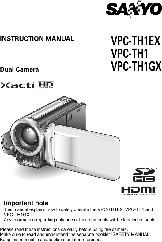 Sanyo Vpc Th1 Instruction Manual