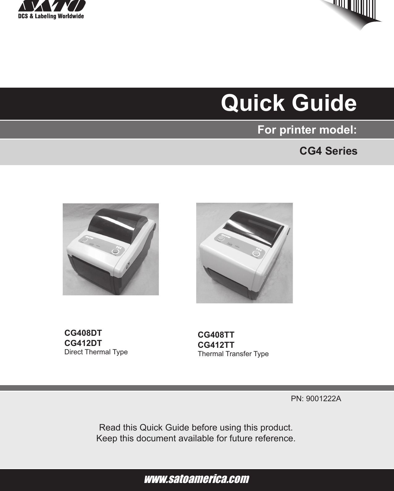Sato Printer Cg408Dt Users Manual CG4_QG_EN_SAI_A
