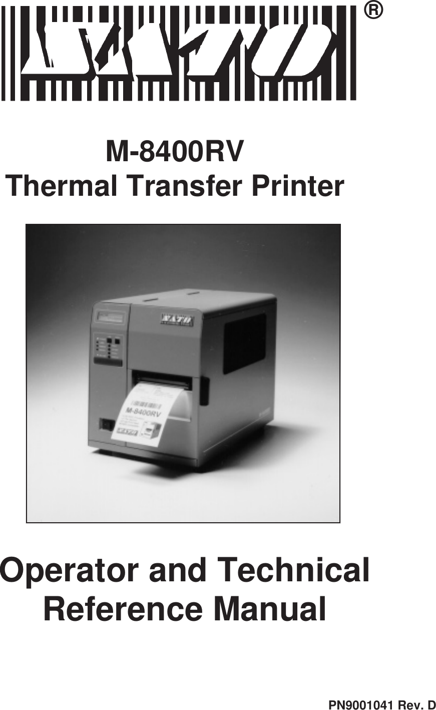 Sato Printer M 8400Rv Users Manual COVER.CHP