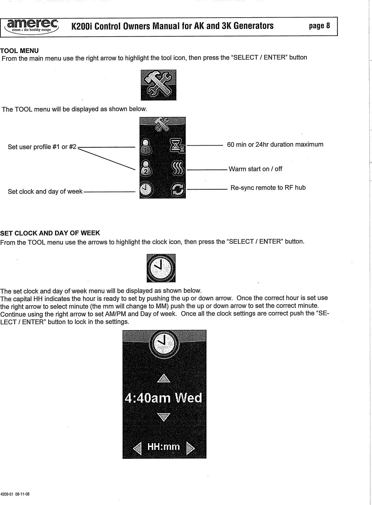Saunatec K200RC Wireless Steam Room Control Device User Manual