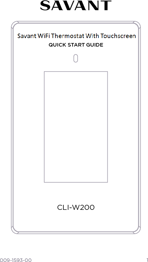Savant Systems CLIW200 Savant WiFi Thermostat With Touchscreen User Manual