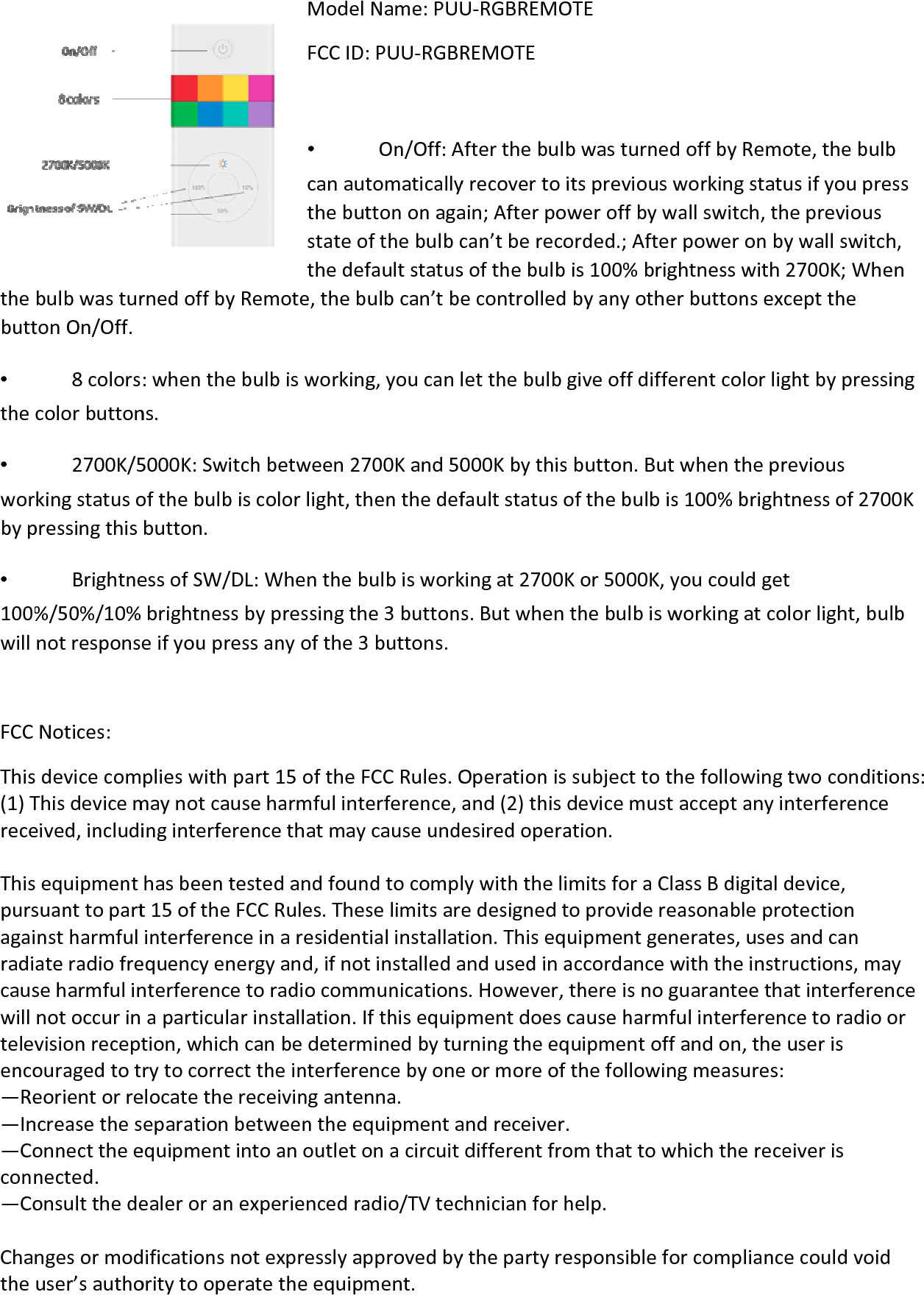 Savant Technologies GE Lighting a Savant RGBREMOTE Remote Control User ...