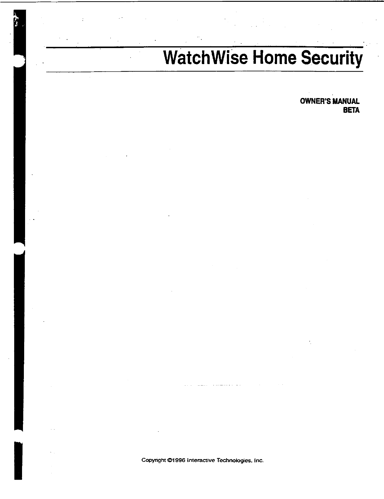 Schlumberger Sema SCM3100 Home Security System User Manual Manual Part A