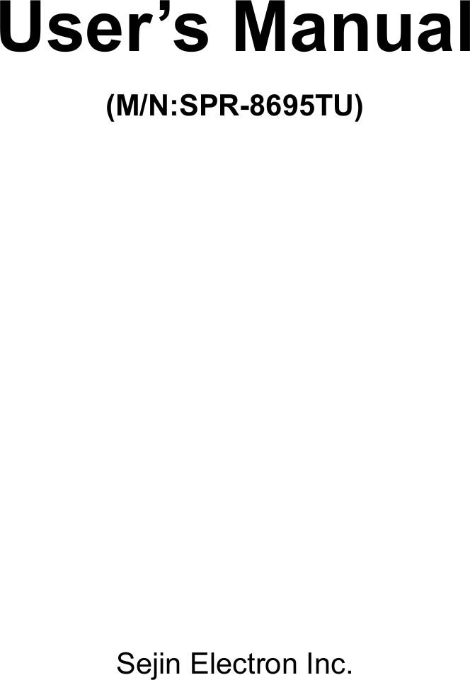 Se Jin Electron SPR-8695TU KEYBOARD User Manual SPR 8695TU UserMan